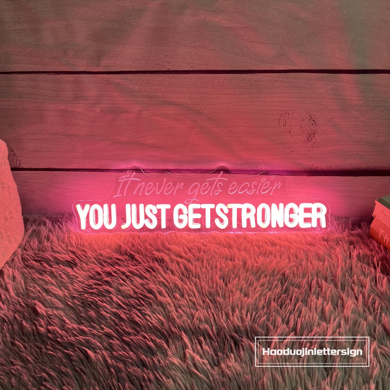 It Never Gets Easier You Just Get Stronger Neon Sign, Custom Home Gym ...