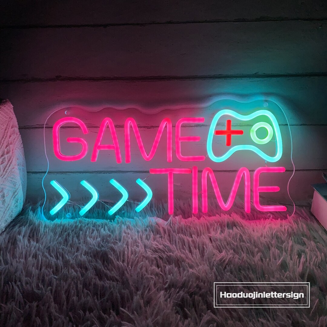 Game Time Neon Sign, Custom Game Room LED Neon Light up Sign Gaming ...