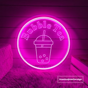 USB 3D Engraved Bubble Tea LED Neon Sign, Custom Boba Tea Milk Tea ...