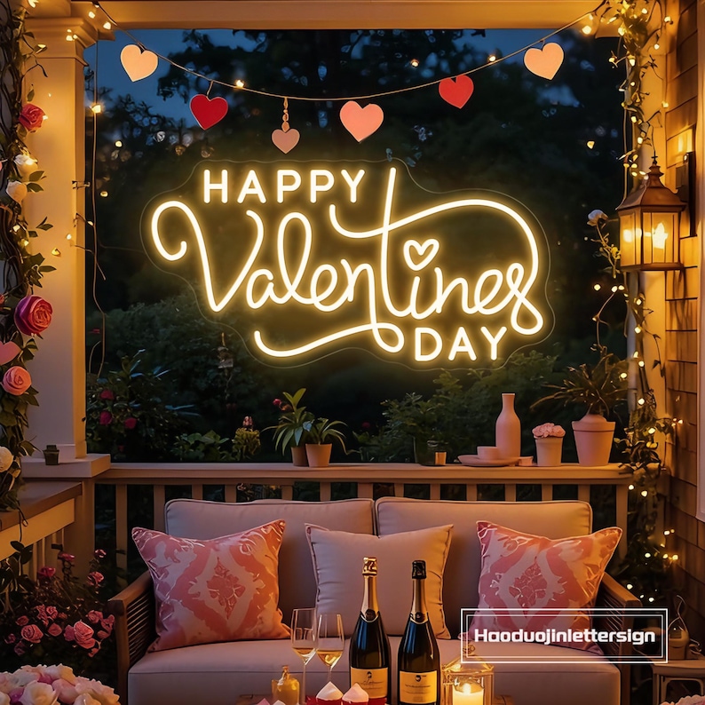 Happy Valentine's Day Neon Sign, Custom Valentine's Day LED Neon Light ...