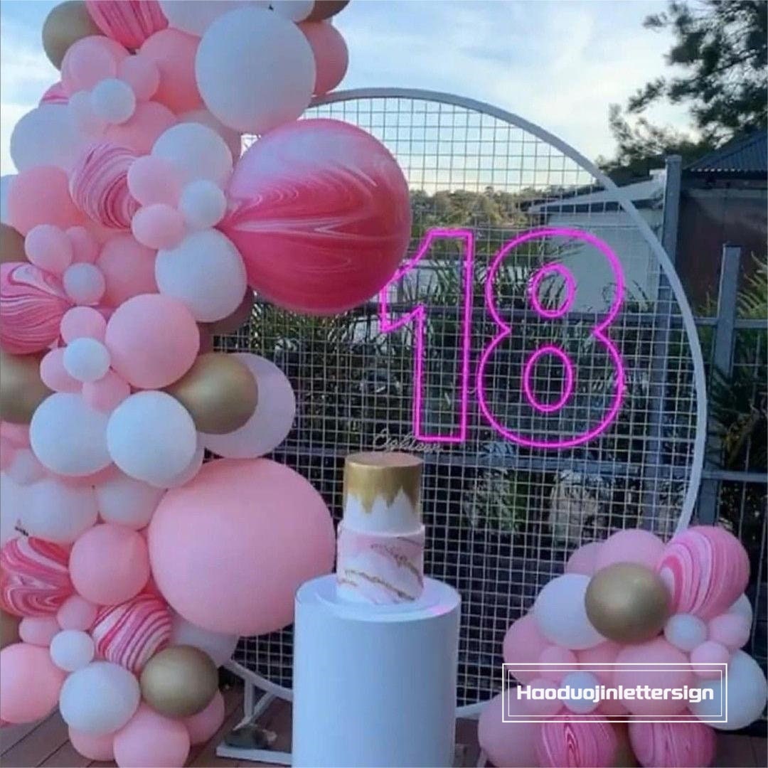 Custom Number LED Neon Sign, 18th Birthday Party Neon Number Letter ...