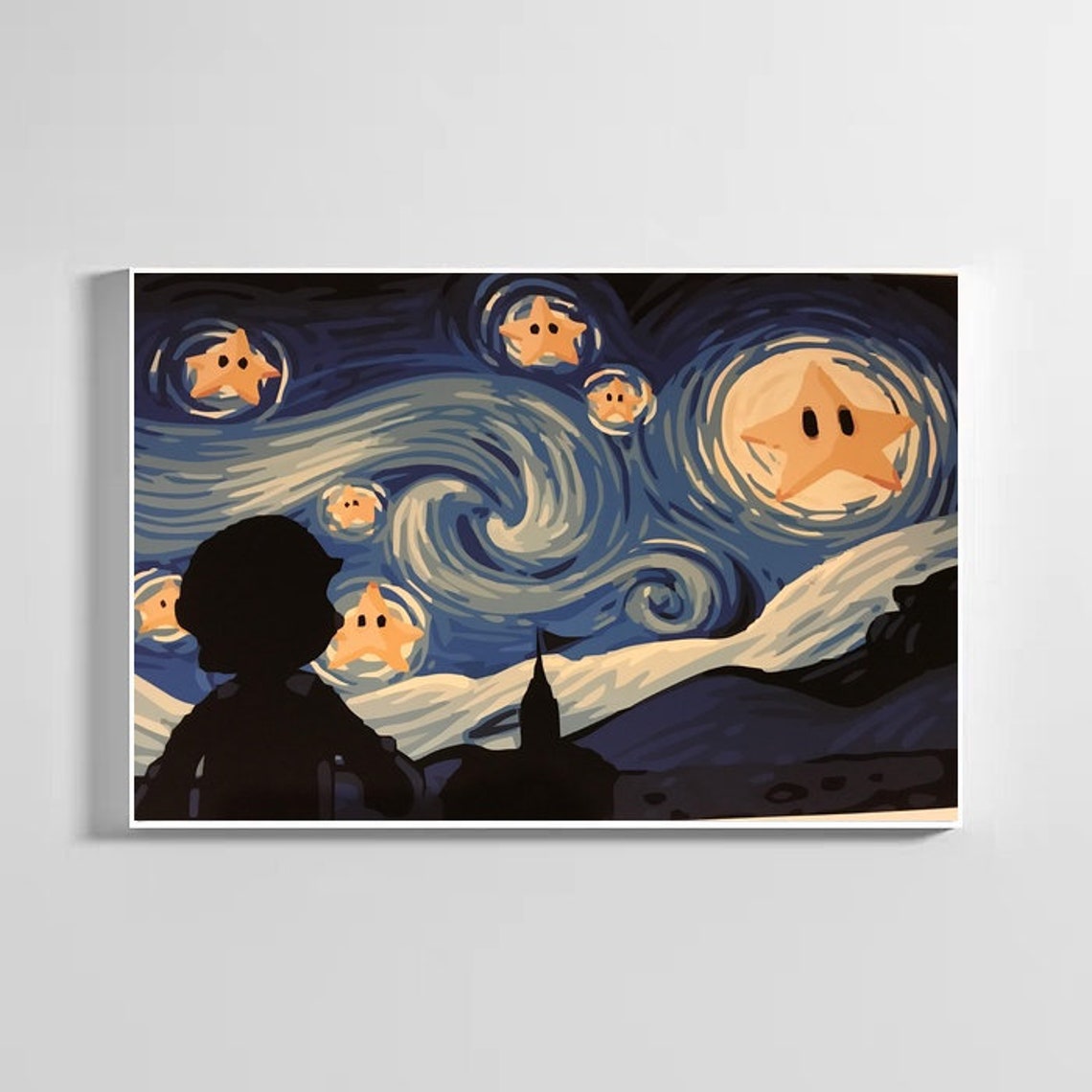 Mario bros starry night Classic bedroom art Canvas | Etsy