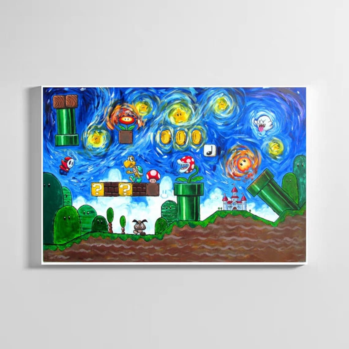 Mario bros starry night Classic bedroom art Canvas | Etsy