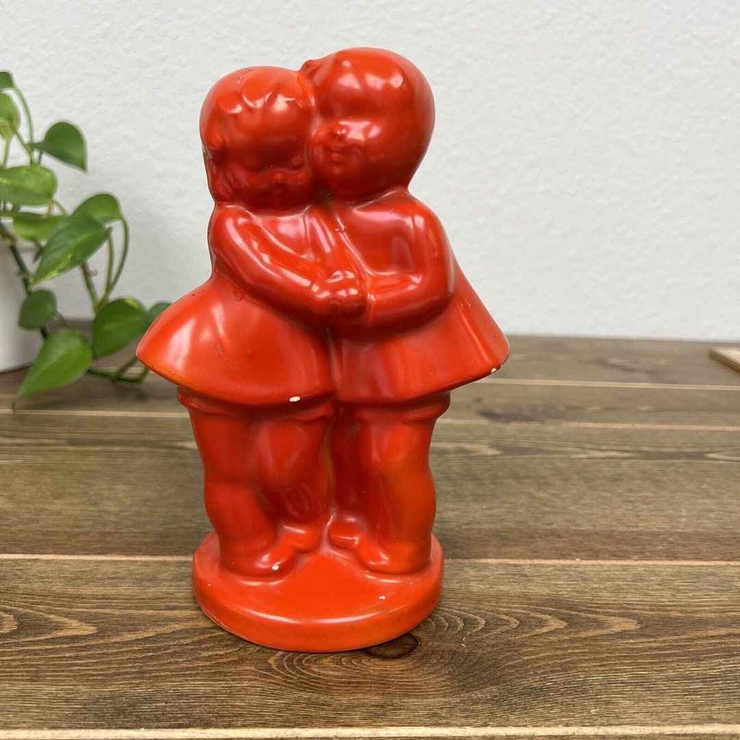 Vintage Mid Century Cameron Clay Art Pottery Boy Girl Pink Glaze ...