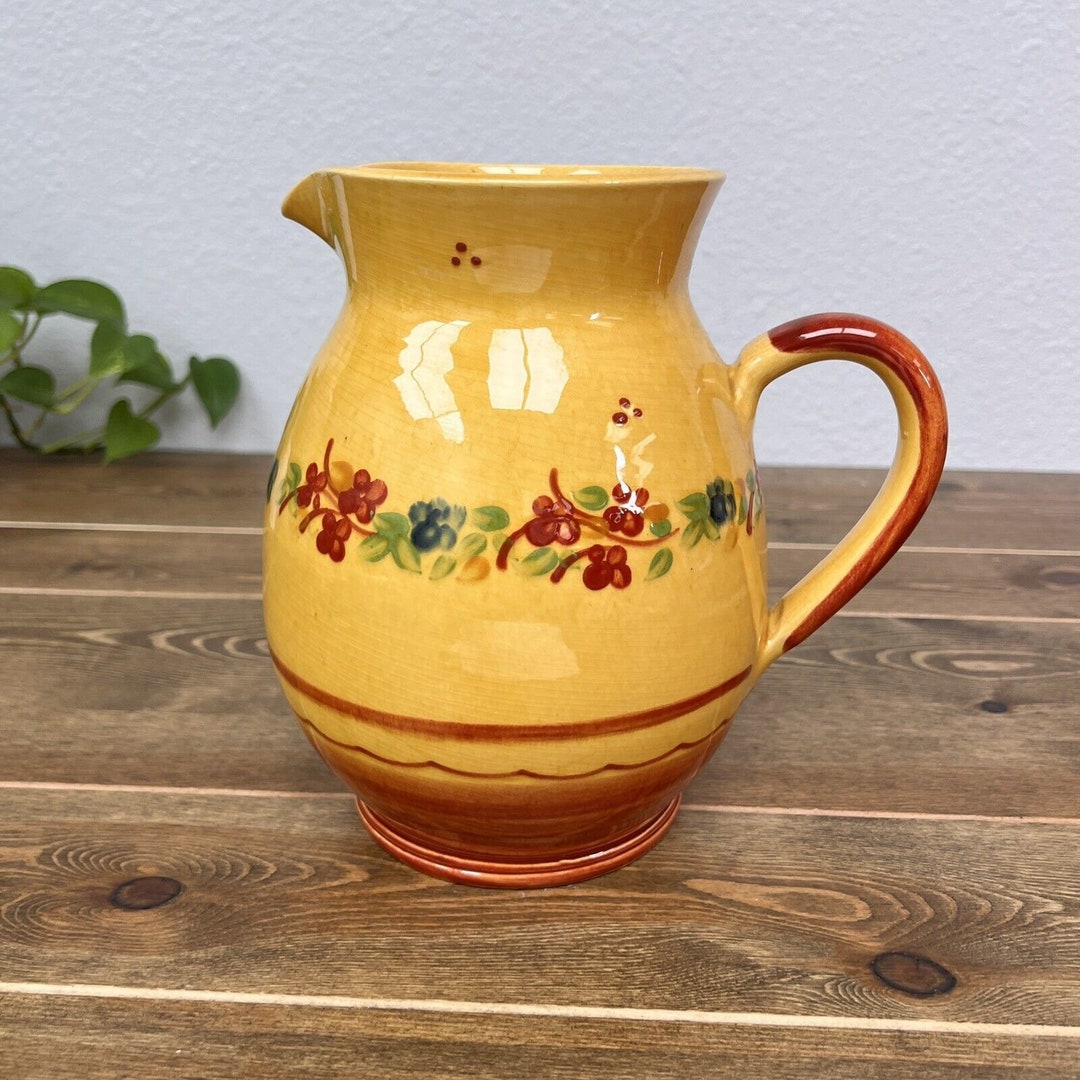 Terre E Provence Art Pottery Wide Body Pitcher Handpainted France ...