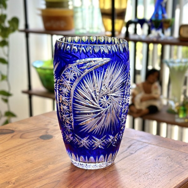 Cobalt Blue Crystal Vase - Etsy