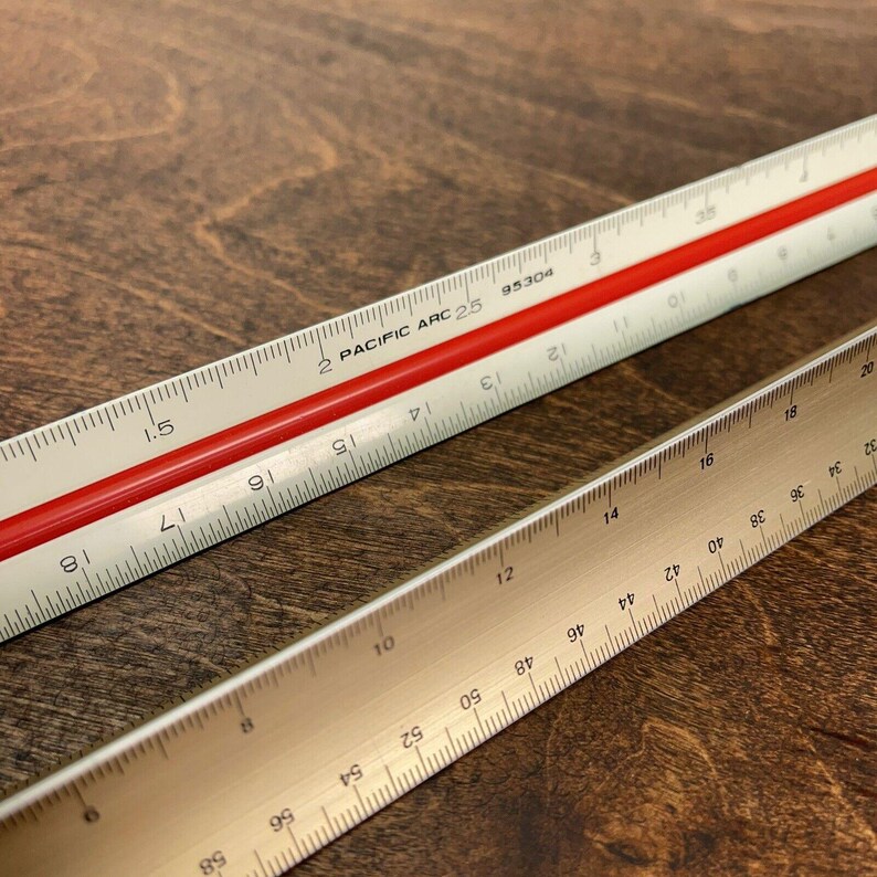 Vintage Pacific Arc & Alumicolor Architect Triangular Drafting Rulers ...