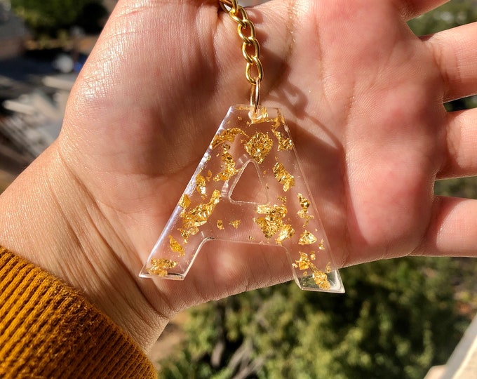 Custom Gold Flake Resin Keychain - Etsy