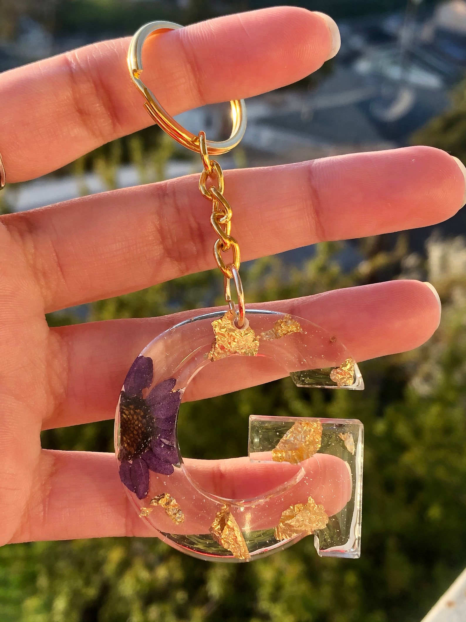 Custom Resin Keychain With Real Flowers - Etsy