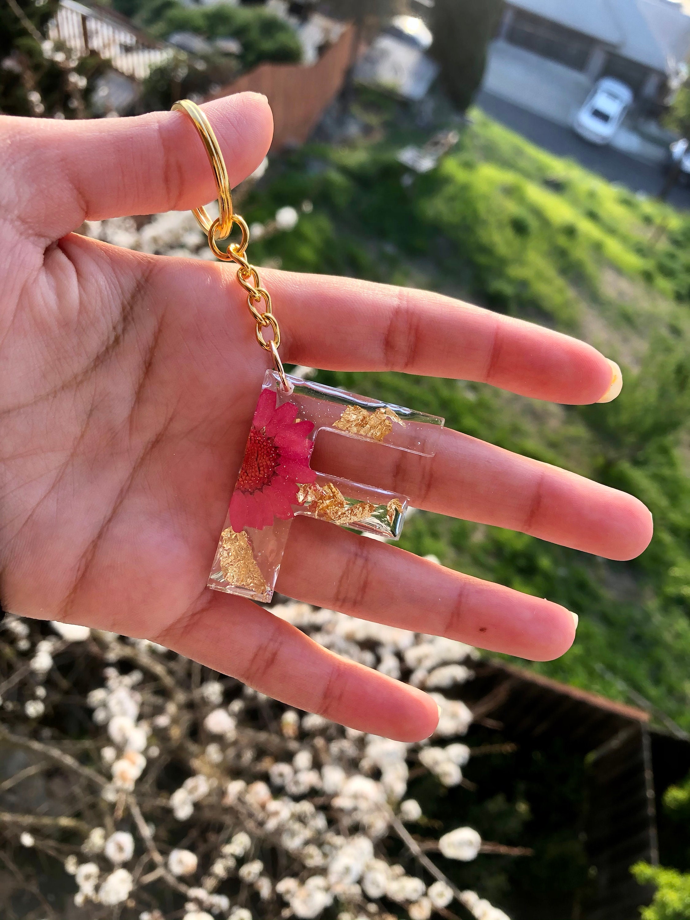 Custom Resin Keychain With Real Flowers | Etsy