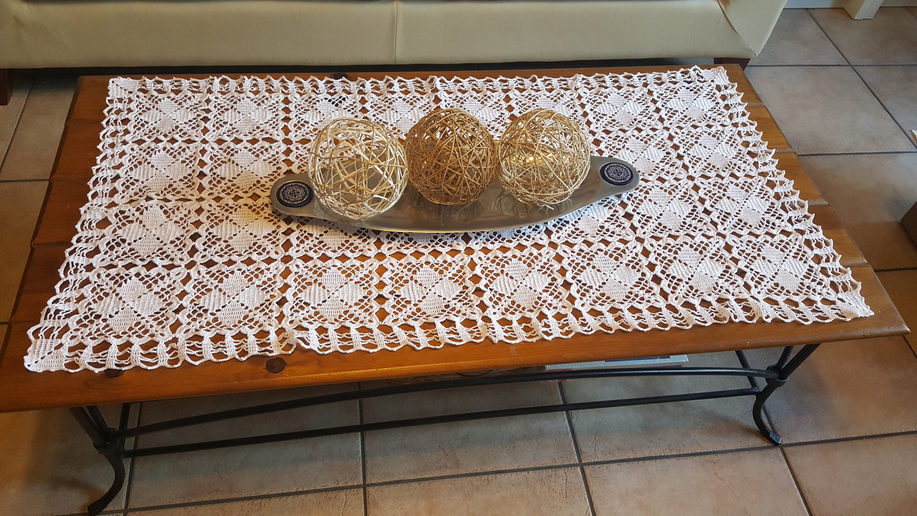 Handmade Crochet Table Runner White Color - Etsy