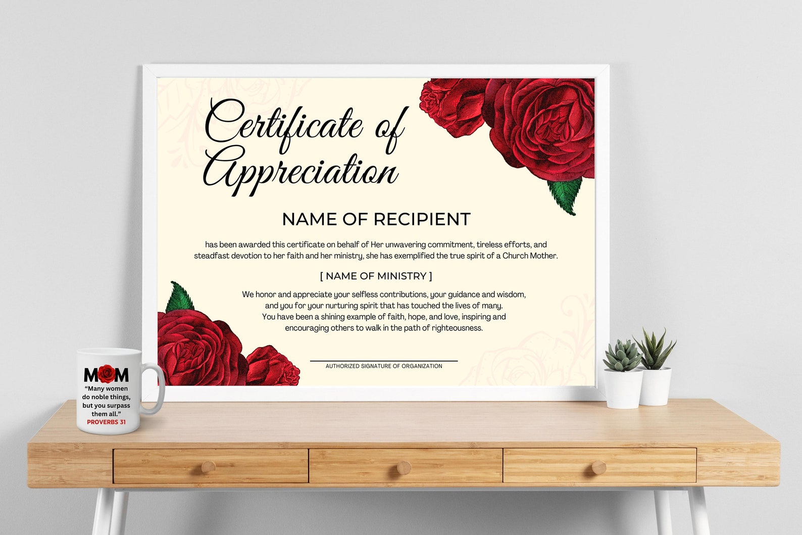Printable Church Mother Appreciation Certificate: Editable Canva ...