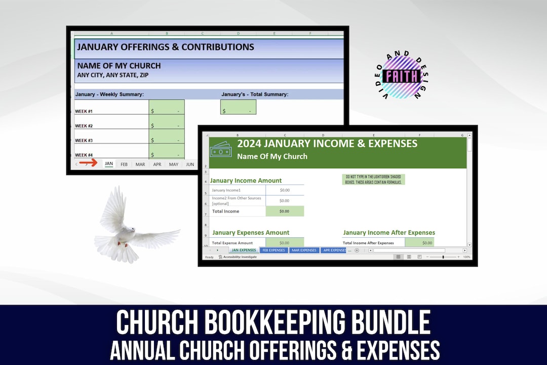 Church Bookkeeping System | Excel Spreadsheet Bundle: Financial ...