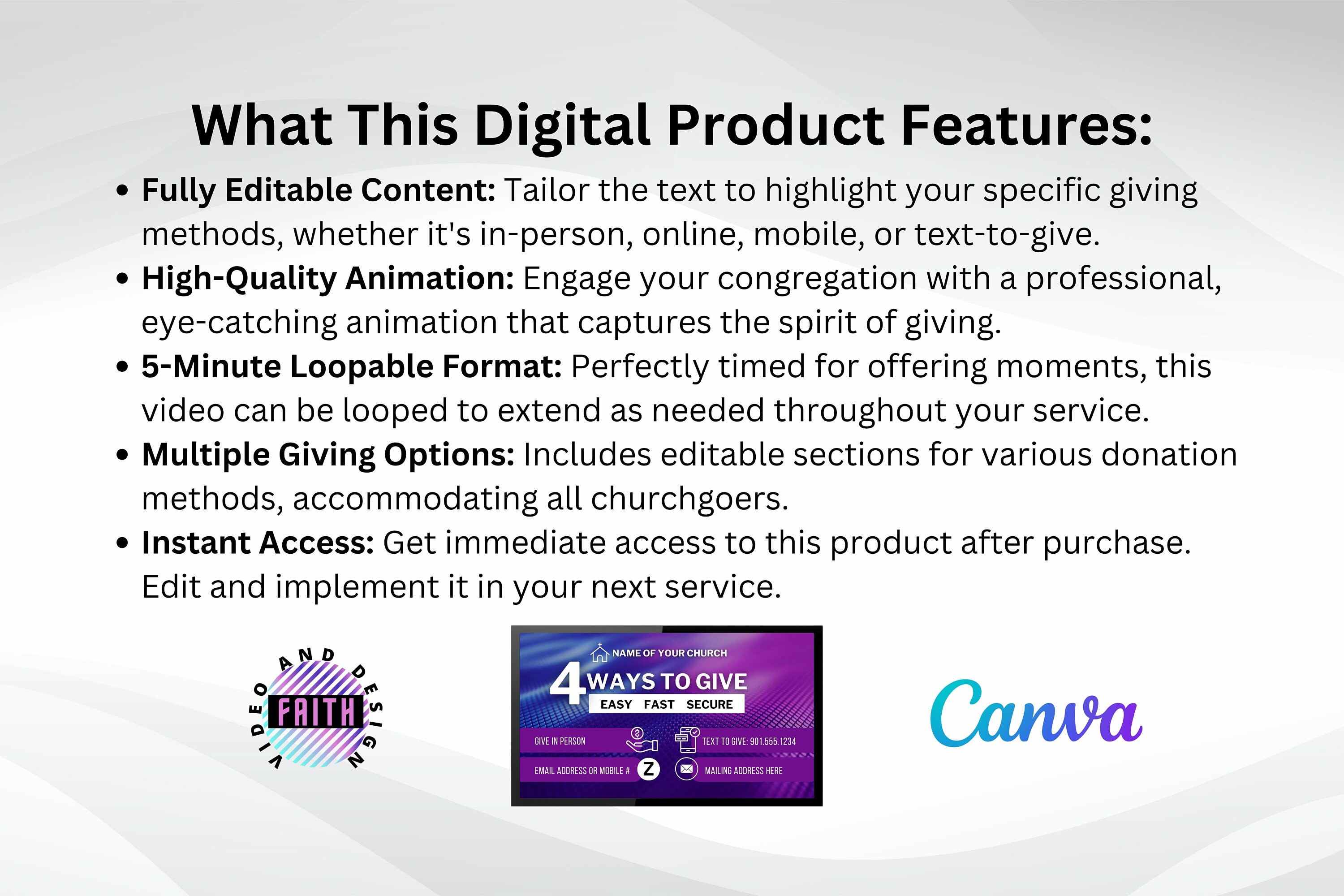 Editable Church Offering Motion Graphic: Loopable Giving Guide (digital ...