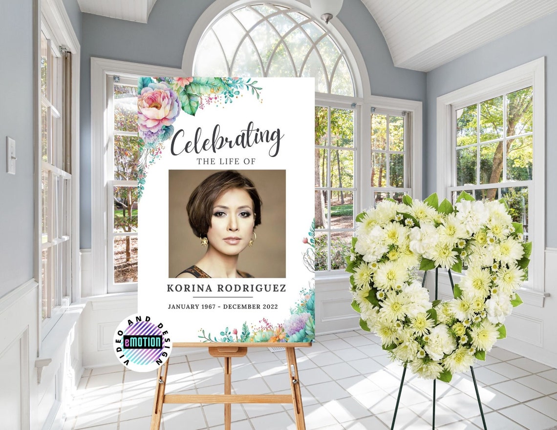 Floral Funeral Welcome Sign Template: Editable Memorial Poster (digital ...