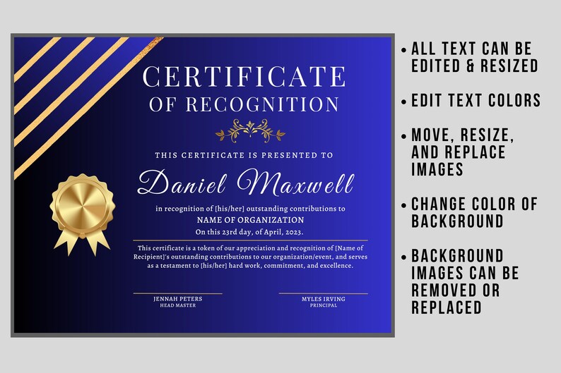 Elegant Certificate of Recognition for Honoring Achievements and ...