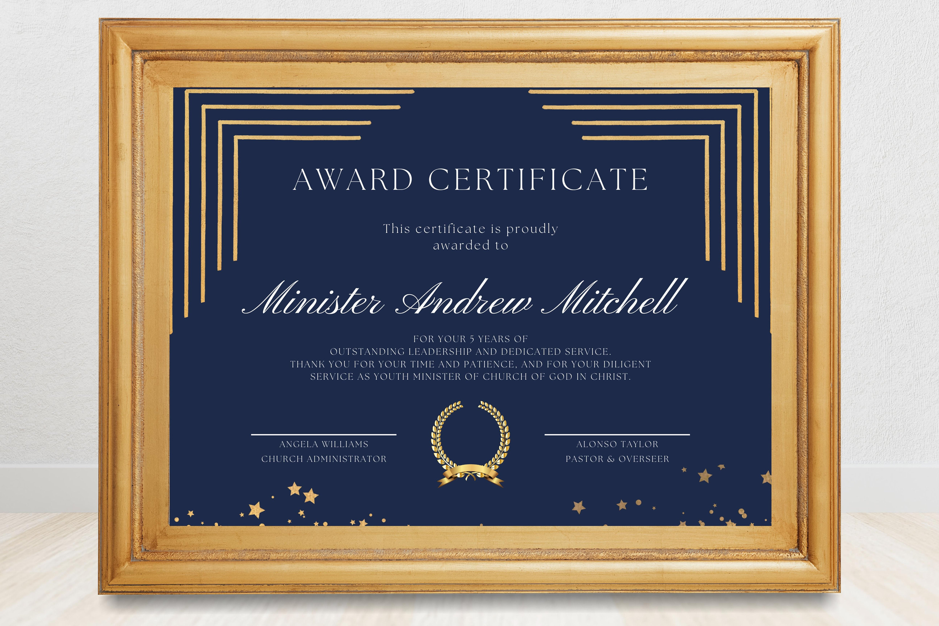 Editable Elegant Church Certificate of Appreciation for Leadership ...