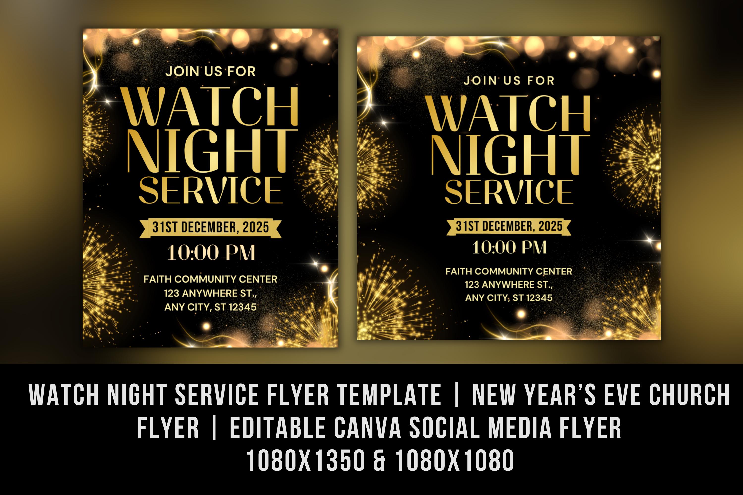 Watch Night Service Flyer Template | New Year’s Eve Church Flyer ...