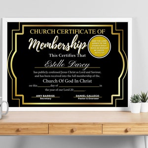 Editable Church Membership Certificate Template (canva) - Etsy