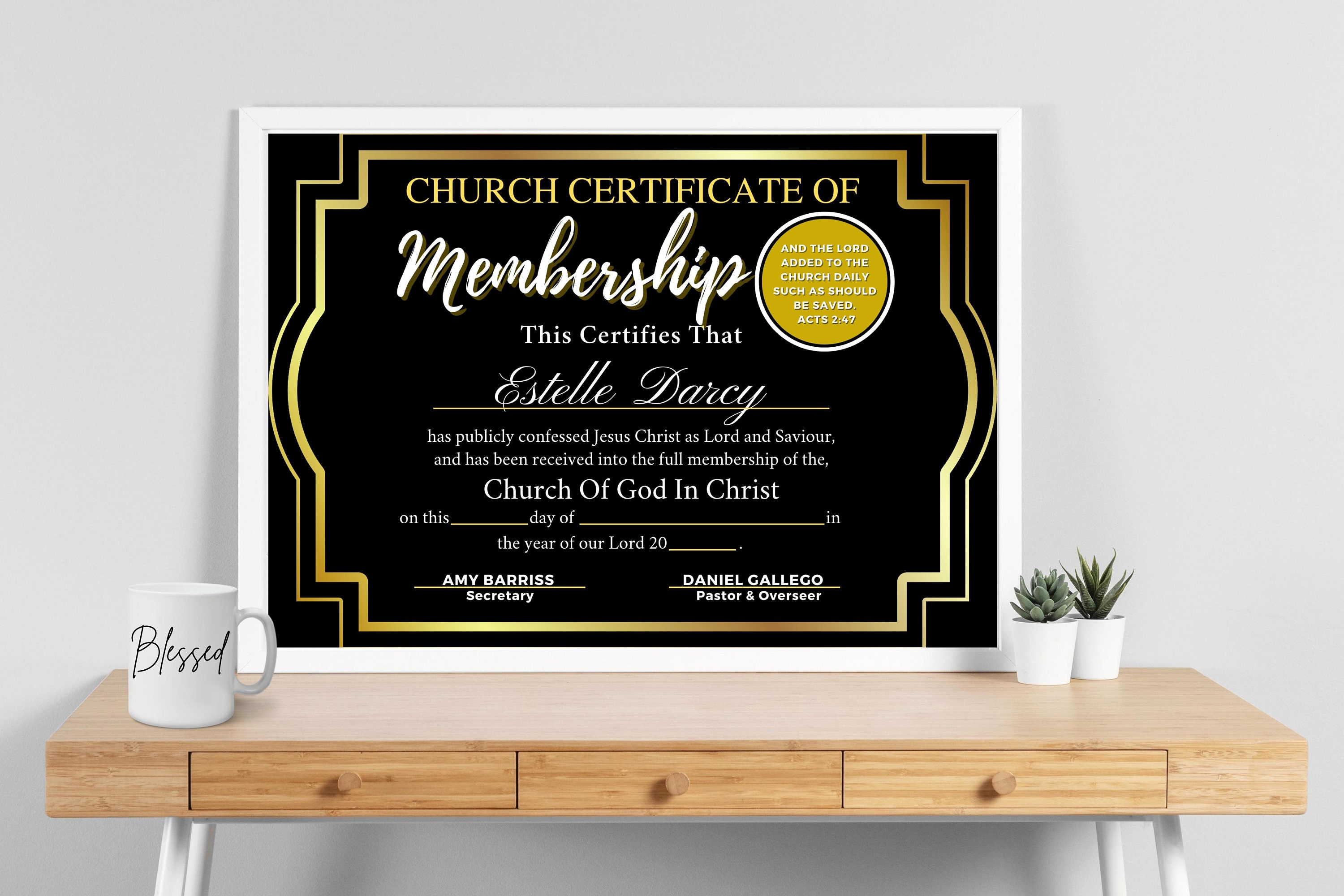 Editable Church Membership Certificate Template (canva) - Etsy