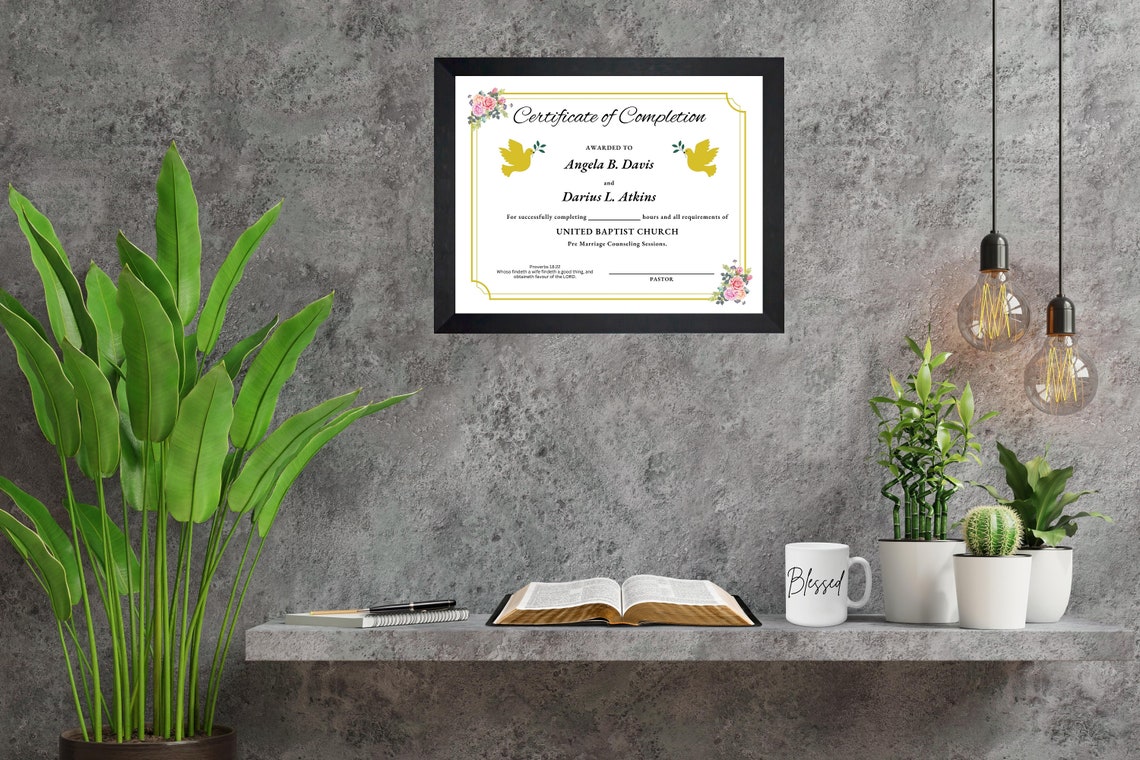 Editable Premarital Counseling Certificate of Completion, Pre Marriage ...
