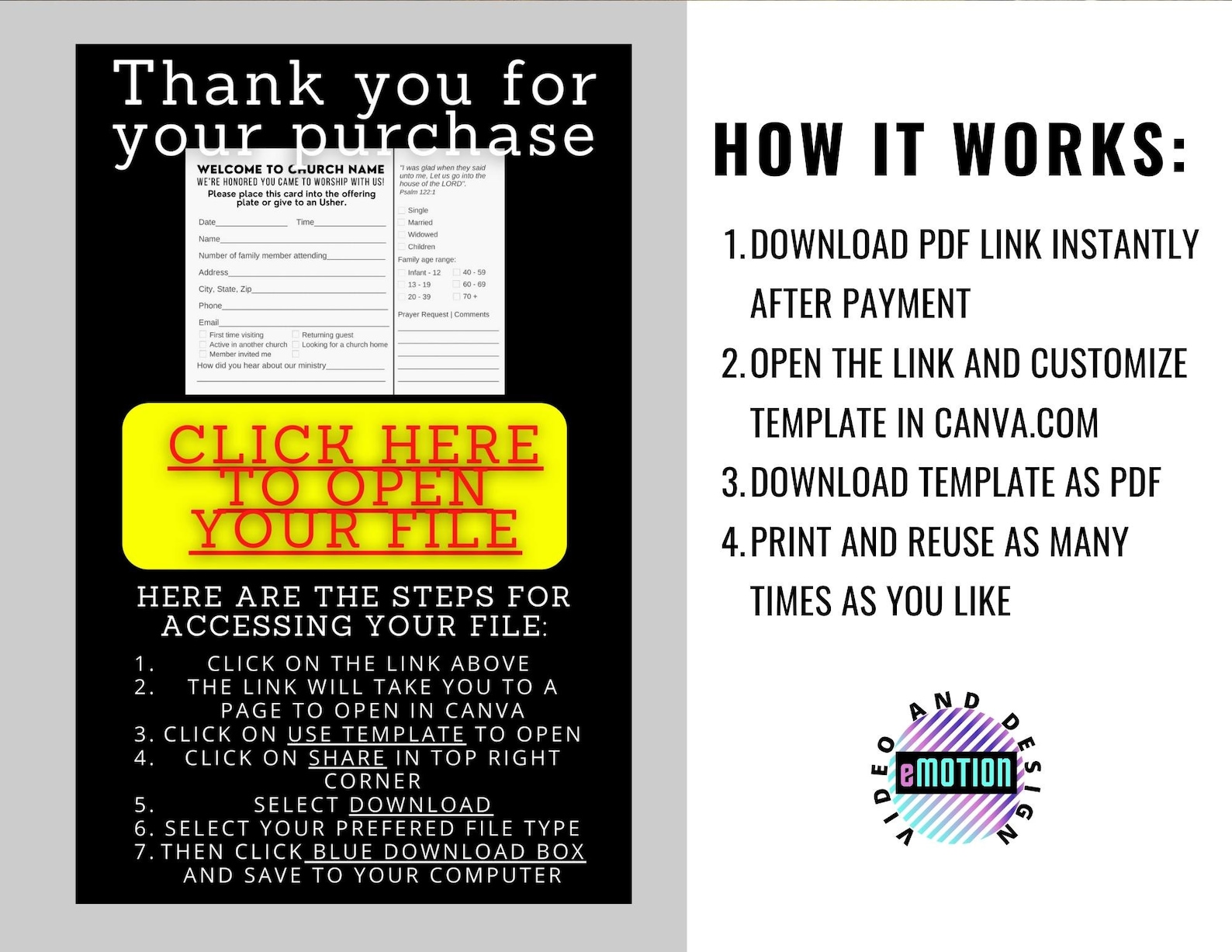 Editable Church Welcome Pew Card Template (canva) - Etsy