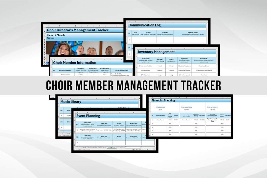Choir Director's Management Tracker | Choir Member Organizer for ...