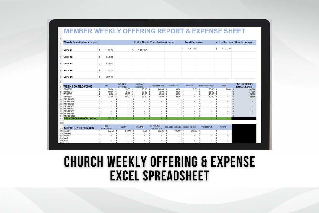 Church Weekly Offering, Contribution, and Expense Bookkeeping ...