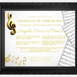 Editable Church Choir Certificate of Appreciation Template (canva) - Etsy