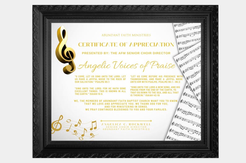 Editable Church Choir Certificate of Appreciation Template (canva) - Etsy