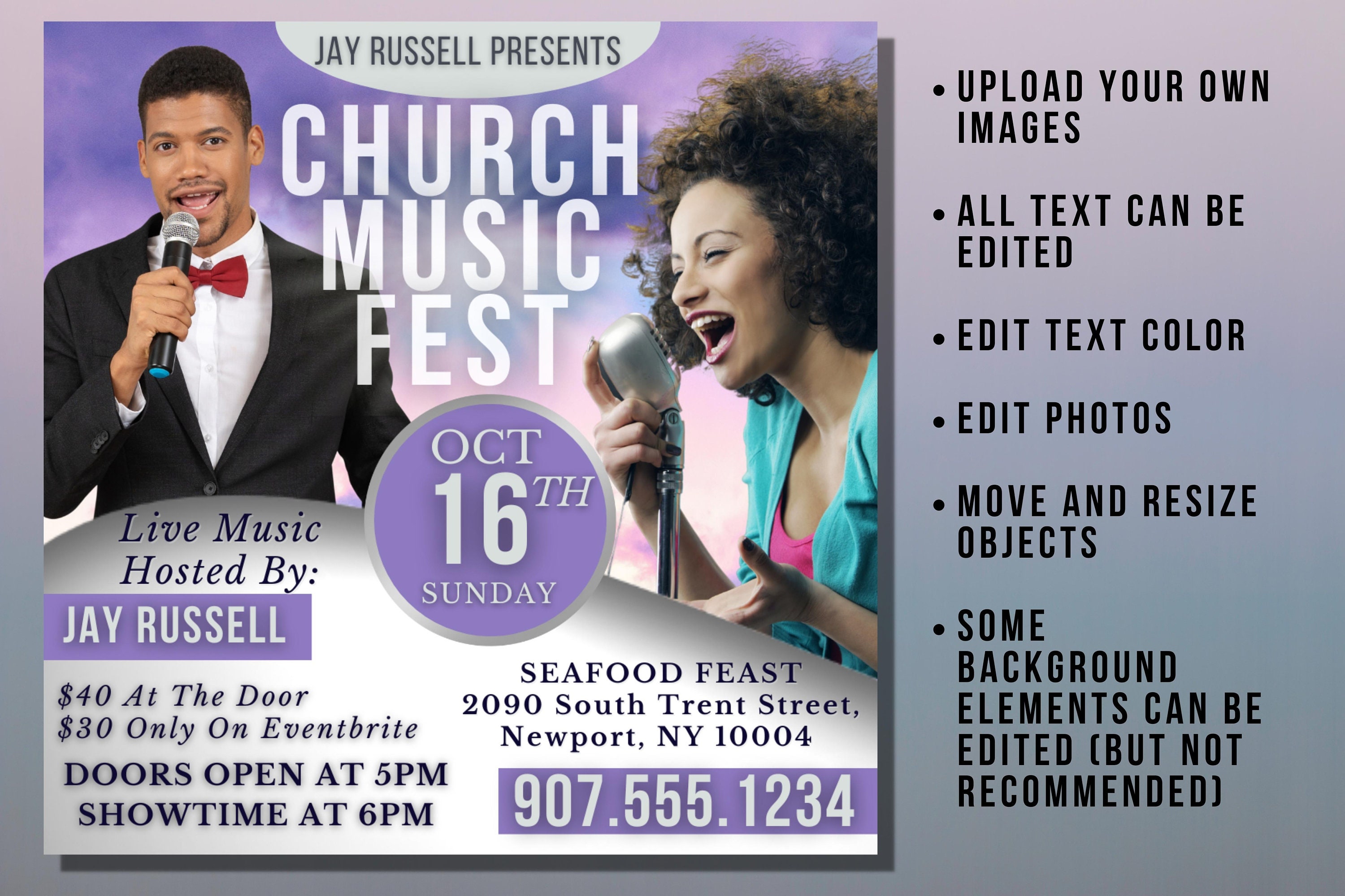 Church Flyer Template, Church Concert Flyer for Social Media, Event ...