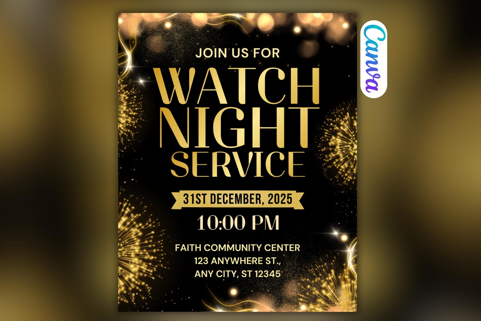 Watch Night Service Flyer Template | New Year’s Eve Church Flyer ...