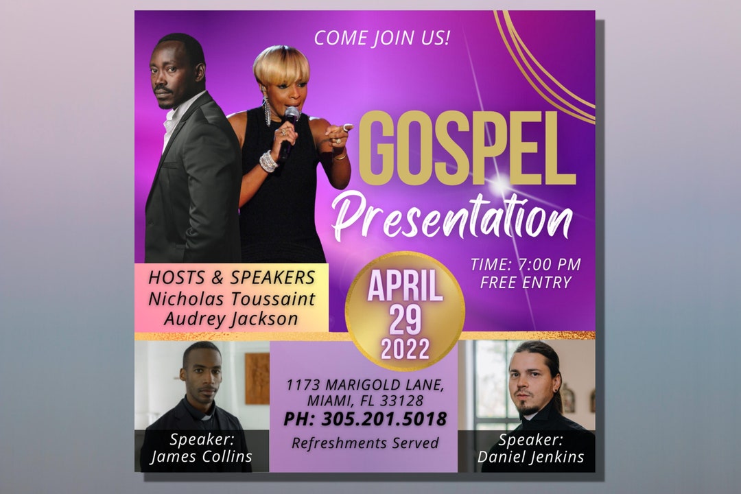 Purple & Gold Church Flyer Template: Gospel Event (digital Download) - Etsy