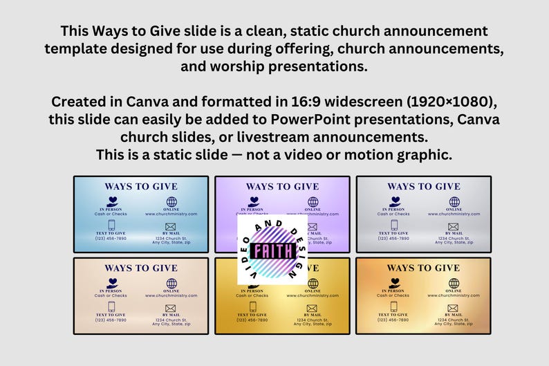 Church Ways to Give Slide Announcement | Editable Church Offering ...