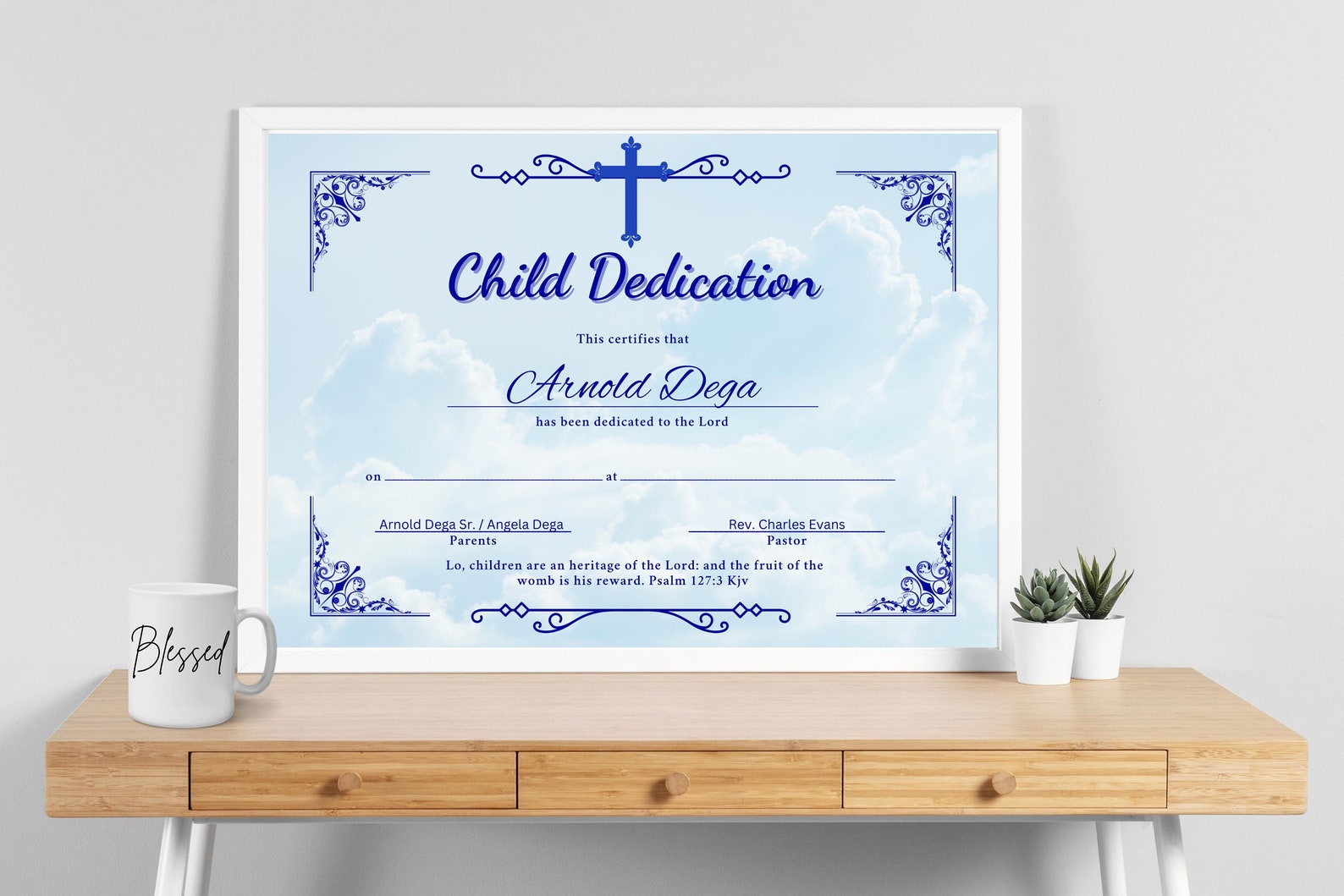 Editable Child Dedication Certificate Template With Sample Wording and ...
