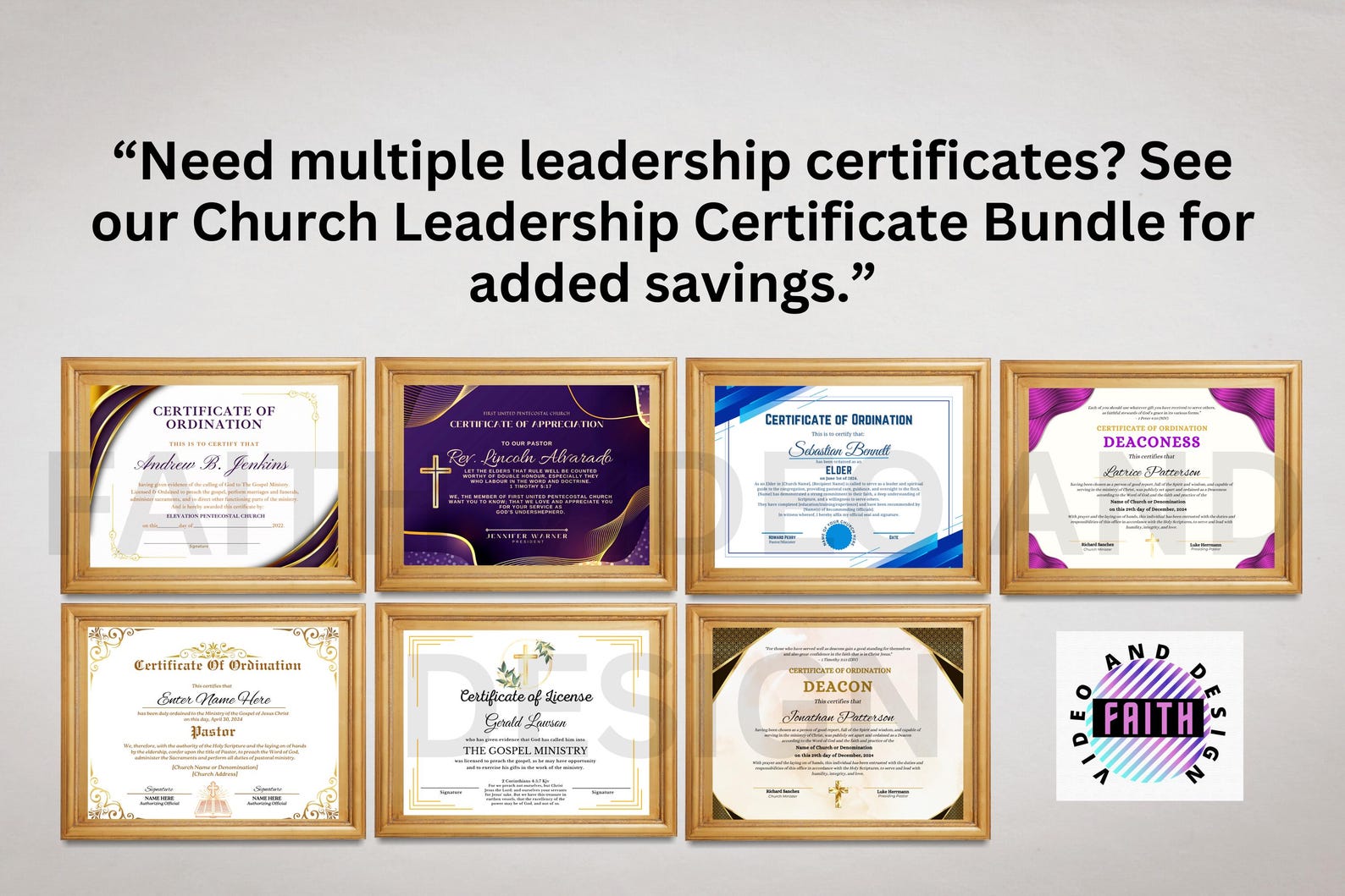 Editable Ordination Certificate Template: Pastor, Bishop, Elder (canva ...