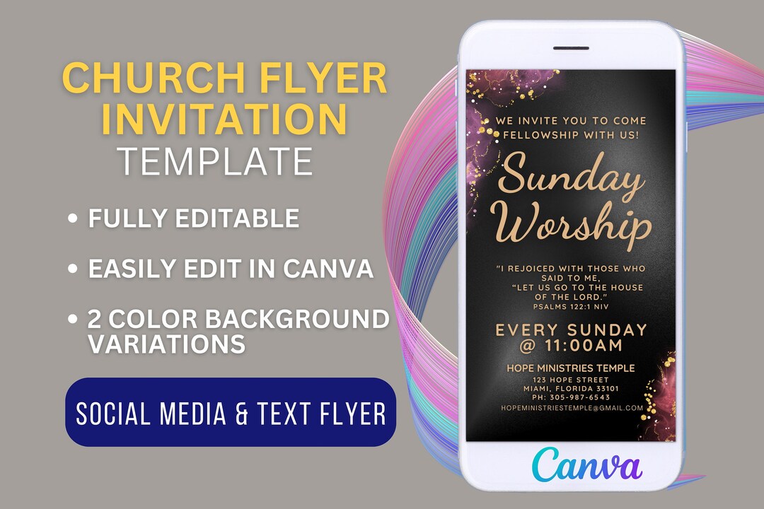Church Invitation Flyer Template, Text Messaging and Social Media ...