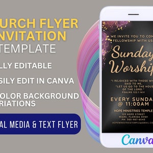 Church Invitation Flyer Template, Text Messaging and Social Media ...