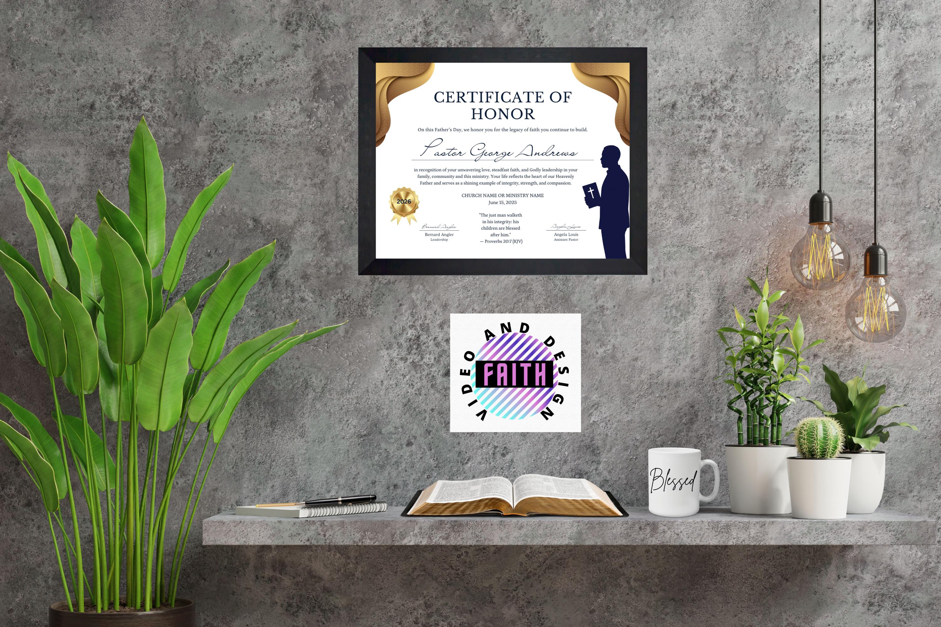 Father's Day Church Certificate: Pastor Appreciation Gift (canva ...