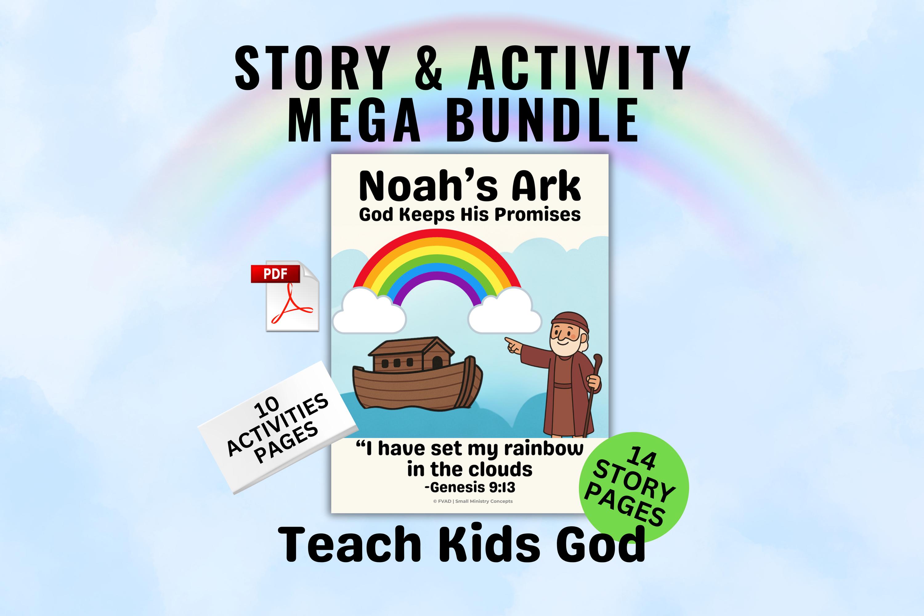 Noah's Ark Story & Activity Bundle | Bible Lessons, Coloring Pages ...