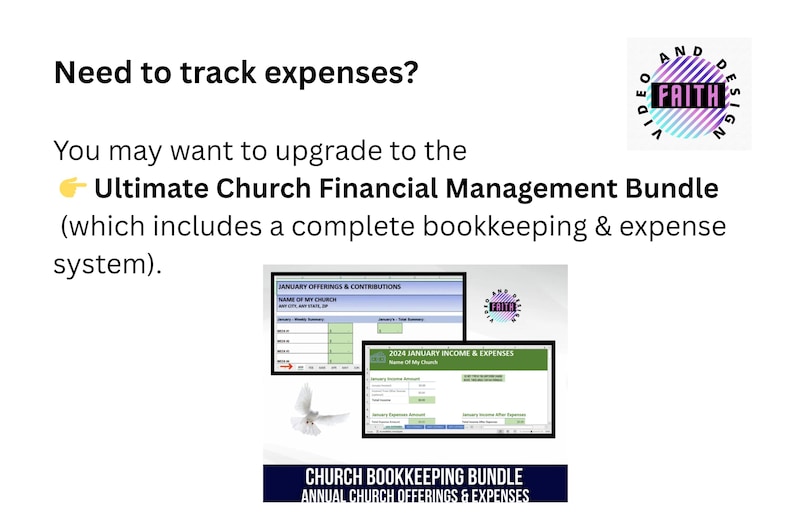 Church Bookkeeping Spreadsheet | Editable Church Financial Management ...