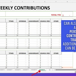 Church Bookkeeping Excel Template: 52-week Member Contribution Tracker ...