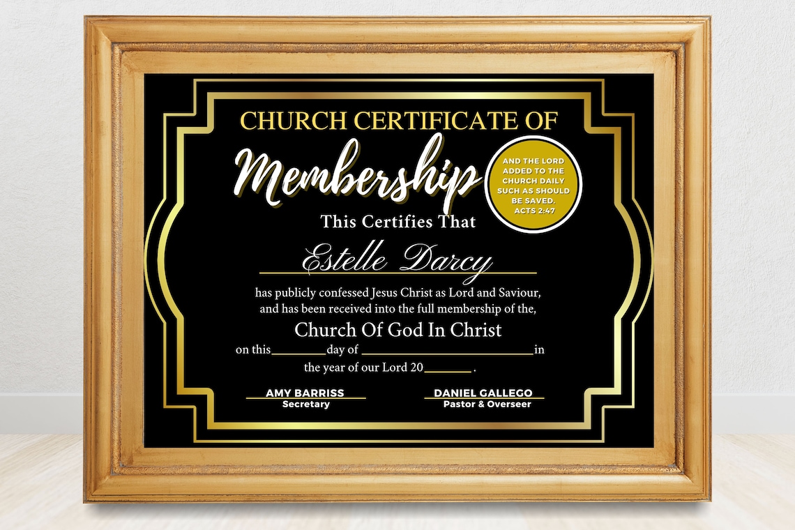 Editable Church Membership Certificate Template (canva) - Etsy