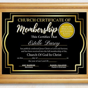 Editable Church Membership Certificate Template (canva) - Etsy