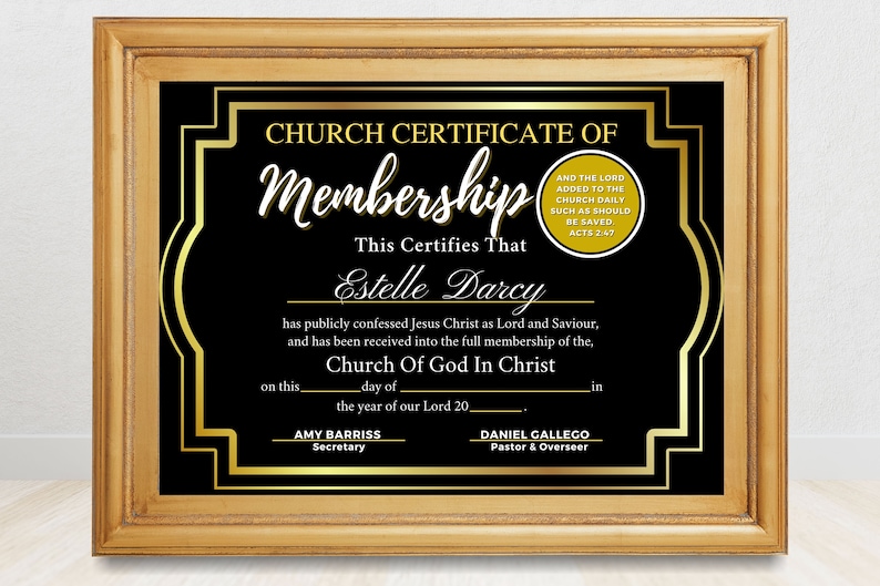 Editable Church Membership Certificate Template (canva) - Etsy