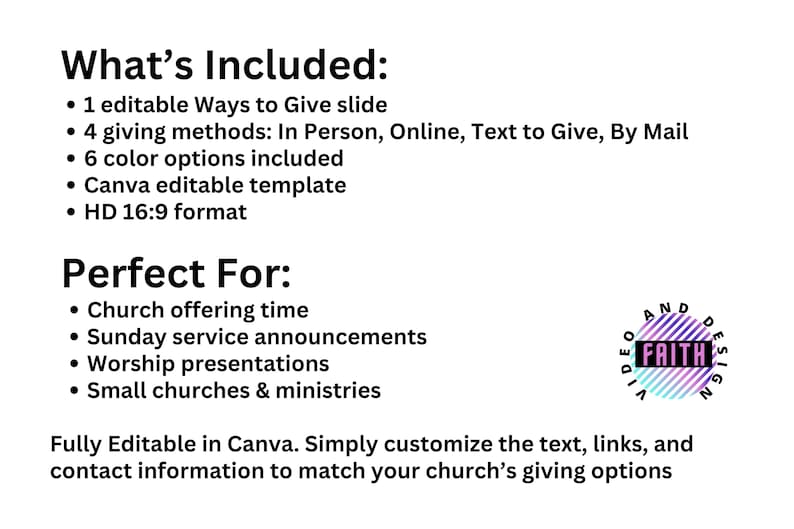 Church Ways to Give Slide Announcement | Editable Church Offering ...