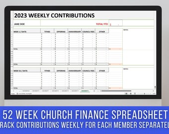 Church Ledger Weekly - Etsy