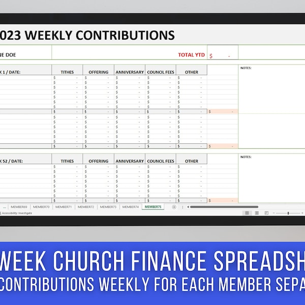 Church Member Spreadsheet - Etsy