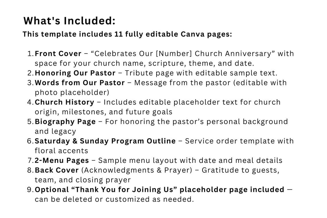 Editable Church Anniversary Program Template: Pastor Appreciation ...
