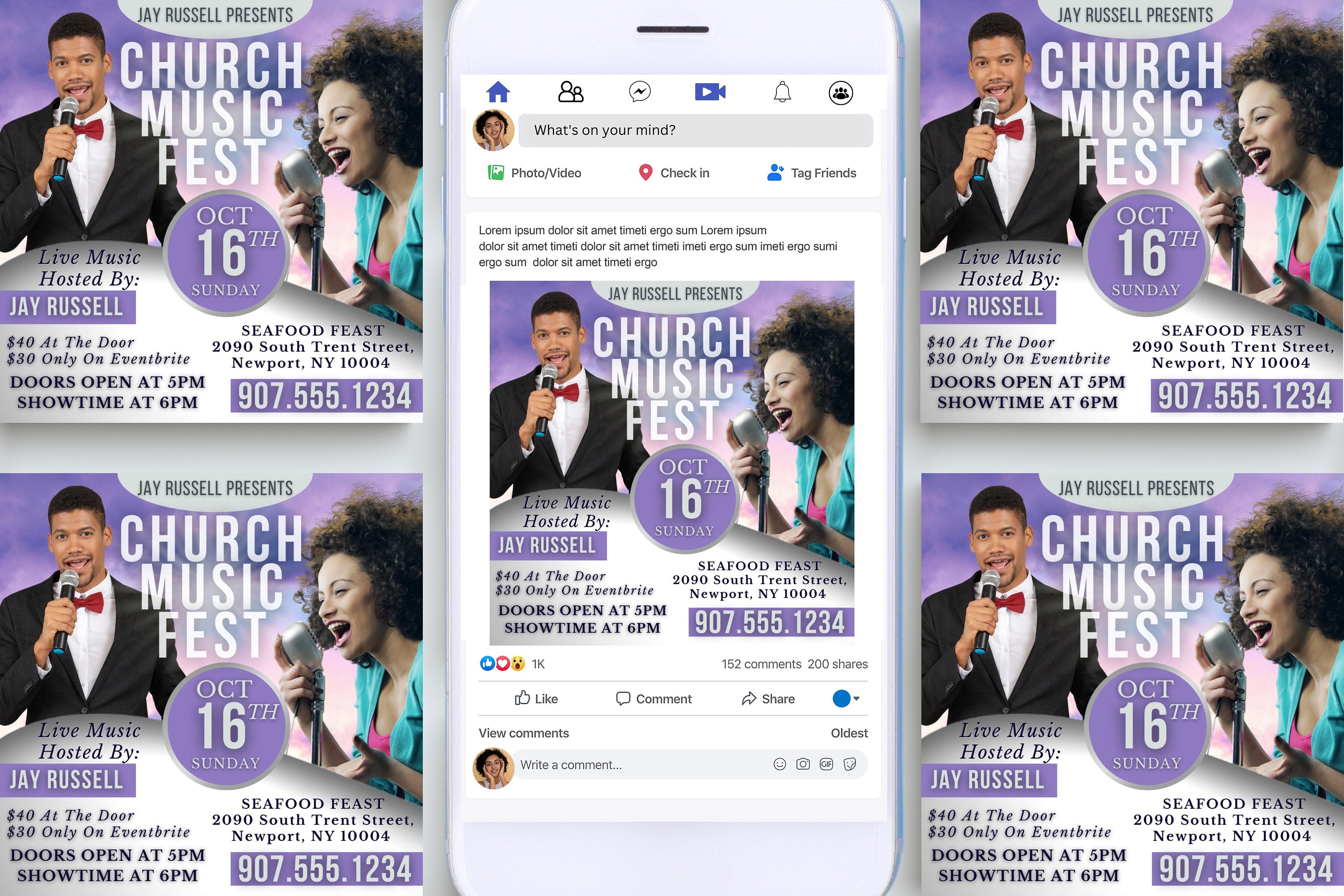 Church Flyer Template, Church Concert Flyer for Social Media, Event ...